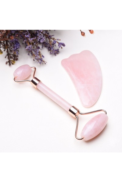 Taş Sepeti Pembe Kuvars Jade Roller Ve Kaz Ayağı Gua Sha Masaj Taşı Premium Set Taş Sepeti Pembe Kuvars Jade Roller Ve Kaz Ayağı Gua Sha Masaj Taşı Premium Set