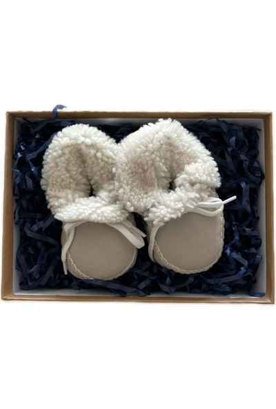 Dandcvibes Gri Açık Renk Kürklü Deri Kız Bebek Pandufu