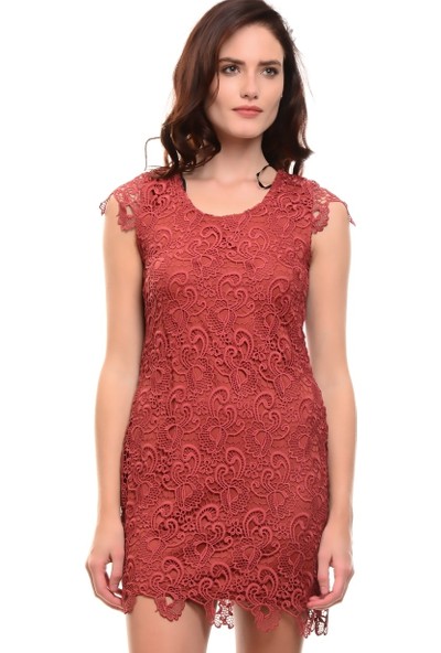 Only Dantel Detay Kiremit Elbise