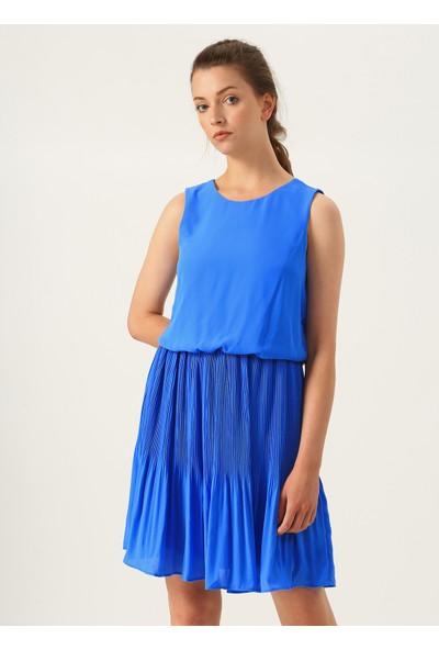 Vero Moda V Yaka Pilili Mavi Elbise Vero Moda V Yaka Pilili Mavi Elbise