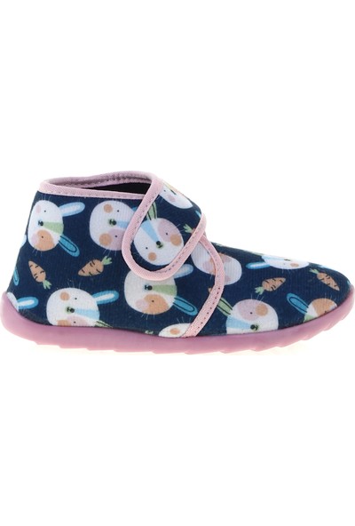 Limon Desenli Bantlı Siyah Pembe Kız Çocuk Ev Ayakkabısı