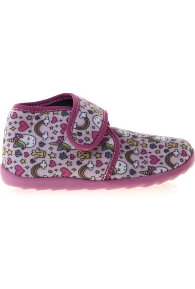 Limon Bantlı Desenli Açık Pembe Kız Çocuk Ev Ayakkabısı
