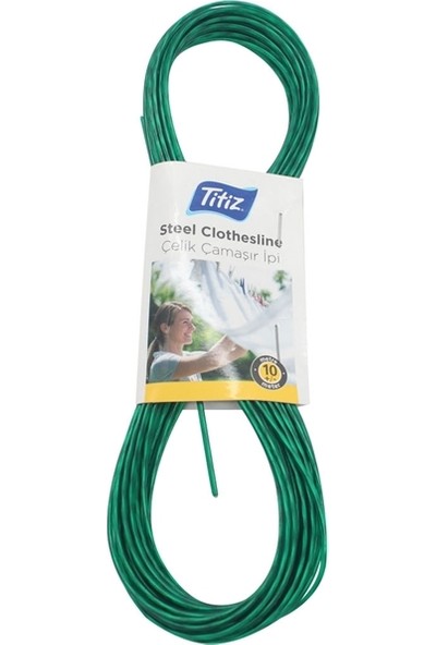 Titiz TP-448 Çelik Çamaşır Ipi 10 Metre Yeşil