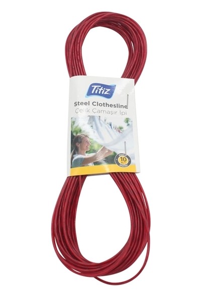 Titiz TP-448 Çelik Çamaşır Ipi 10 Metre Kırmızı