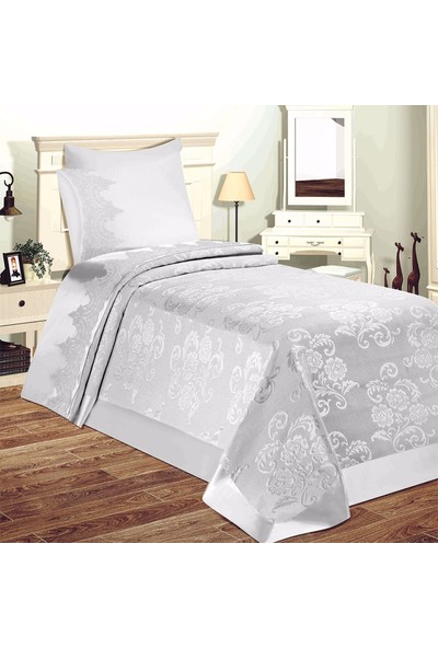 Sultan Fransız Güpürlü Brokar Pike Takımı Tek Kişilik