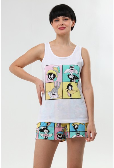 Bak's Store Kadın Mickey & Bugs Bunny Baskılı Kadın Atlet Şort Takımı