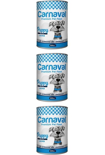 Carnaval Dog Kuzu Etli Yavru Köpek Konservesi 400 gr x 3 Adet Carnaval Dog Kuzu Etli Yavru Köpek Konservesi 400 gr x 3 Adet