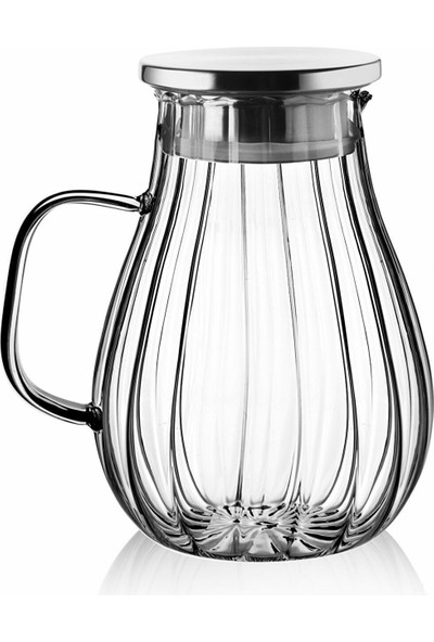 Paslanmaz Metal Kapaklı Isıya Dayanıklı Borosilikat Cam 1800ML Sürahi -SRH54 Paslanmaz Metal Kapaklı Isıya Dayanıklı Borosilikat Cam 1800ML Sürahi -SRH54