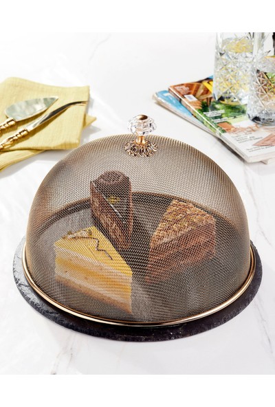 Ayybuu Kek Fanusu Pasta Fanusu Gold Tel Örgü Ayybuu Kek Fanusu Pasta Fanusu Gold Tel Örgü