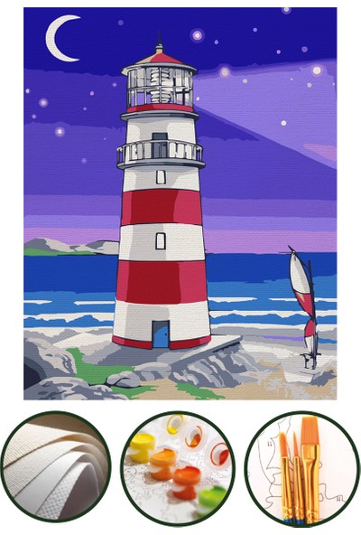 Palmiye Hobi Sanat Sayılarla Boyama Hobi Seti 40 x 50 cm - Deniz Feneri