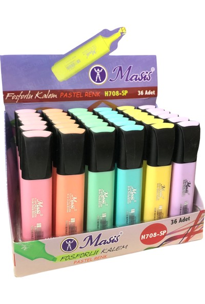 Masis Fosforlu Işaretleme Kalemi Pastel Gövde 36'lı Masis Fosforlu Işaretleme Kalemi Pastel Gövde 36'lı
