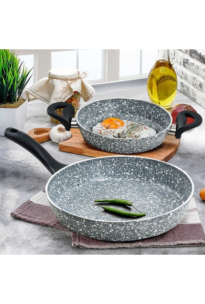 Evita 20+26 cm 2'li Granit Tava Seti Gri