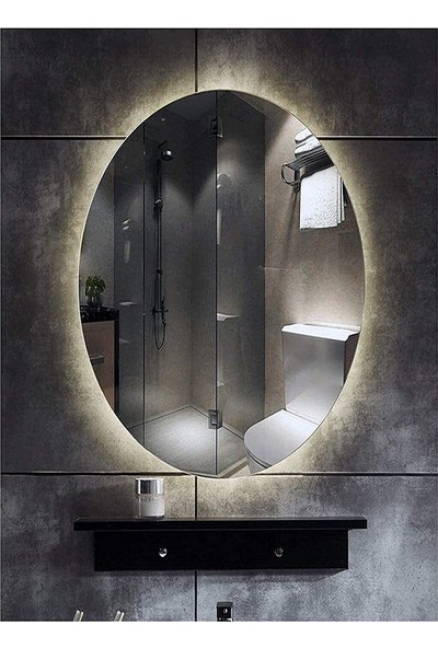 Global Led Mirror 65X85 cm Elips Ledli Ayna Banyo Aynası Dekoratif Ayna Boy Ayna Salon Duvar Ayna