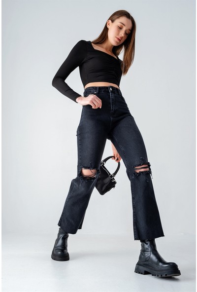 Dizi Yırtık Ispanyol Jean