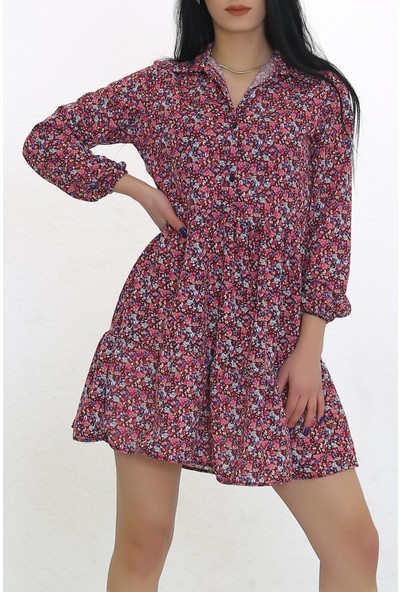 Modamiva Kolu Lastikli Elbise Pembeçiçekli - 8599.701. Modamiva Kolu Lastikli Elbise Pembeçiçekli - 8599.701.