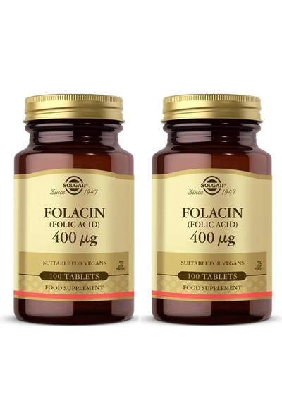 Solgar Folic Acid 400 Mcg 100 Tablet 2 Adet Solgar Folic Acid 400 Mcg 100 Tablet 2 Adet