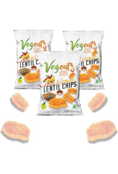 Vegeat's Fırınlanmış Chili Biber ve Limon Aromalı Mercimek Cipsi Vegan Cips 3'lü Vegeat's Fırınlanmış Chili Biber ve Limon Aromalı Mercimek Cipsi Vegan Cips 3'lü