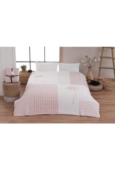 Dinarsu Çift Kişilik Pamuklu Battaniye Rita Pembe