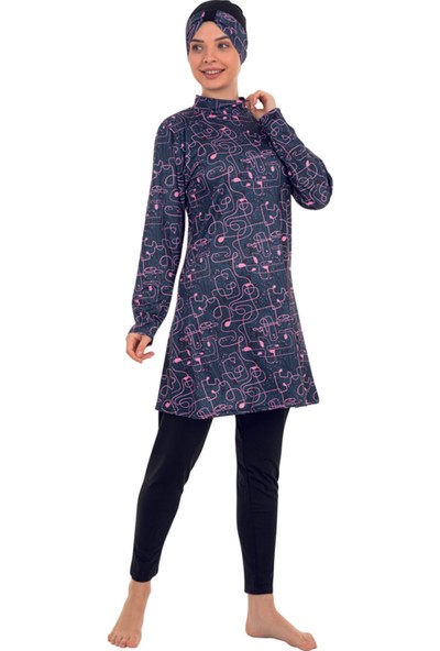 Kadın Haşama Desenli Taytlı Tesettür Mayo HAŞEMA1600-UZUN Kol Kadın Haşama Desenli Taytlı Tesettür Mayo HAŞEMA1600-UZUN Kol