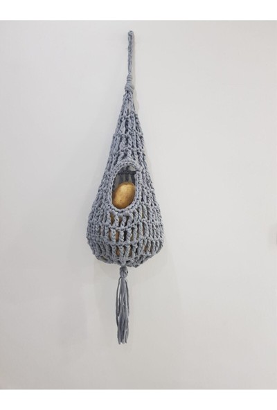 Ege Örgüm File Sepet El Örgüsü Gri Renk