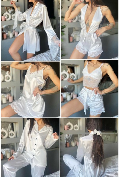 Vista White 10 Lu Saten Pijama Seti Vista White 10 Lu Saten Pijama Seti