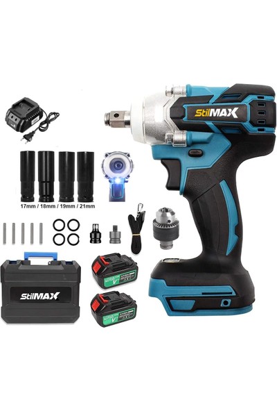Stilmax Germany Bl Motor 58V 10AH Çift Torq Somun Sıkma Sökme Bijon Matkap + Aksesuar Seti Stilmax Germany Bl Motor 58V 10AH Çift Torq Somun Sıkma Sökme Bijon Matkap + Aksesuar Seti