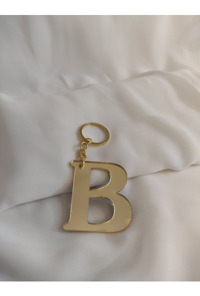 Tgt Tasarım B Harfi Altın Sarısı Pleksi Anahtarlık