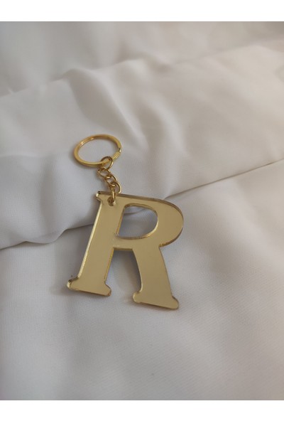 Tgt Tasarım R Harfi Altın Sarısı Pleksi Anahtarlık