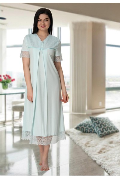 Effort 5043 Kısa Kol Dantelli Lohusa Tek Gecelik