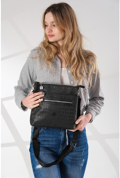 Just Polo Kadın Siyah Ayarlanabilir Uzun Askılı Postacı ve Omuz Çantası HS4039