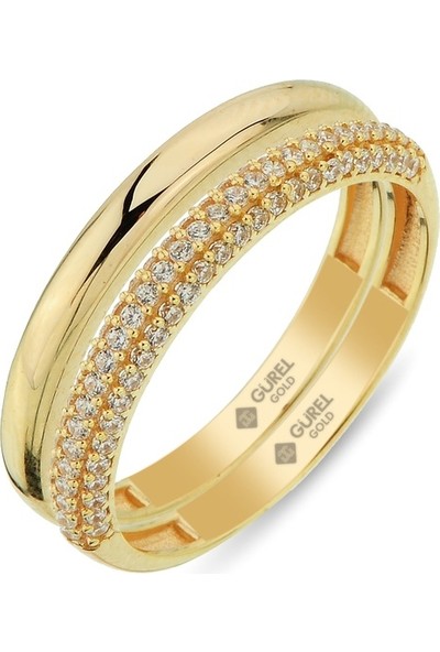 ÇGK KUYUMCULUK Ikili Taşlı Taşsız Altın Yüzük ZY0206