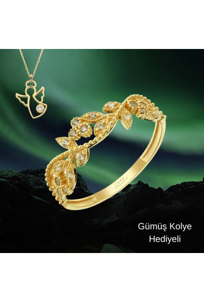 ÇGK KUYUMCULUK Yaprak Desenli Altın Yüzük