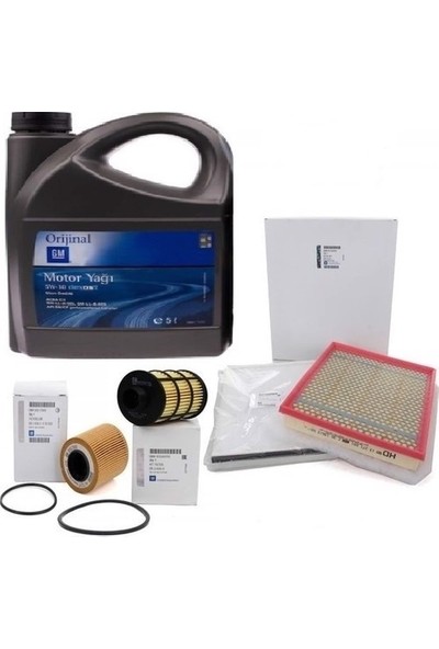 Gm Chevrolet Cruze 1.4 1.6 2.0 Filtre Bakım Seti Motor Yağı 5W-30 4 Litredir Gm Chevrolet Cruze 1.4 1.6 2.0 Filtre Bakım Seti Motor Yağı 5W-30 4 Litredir