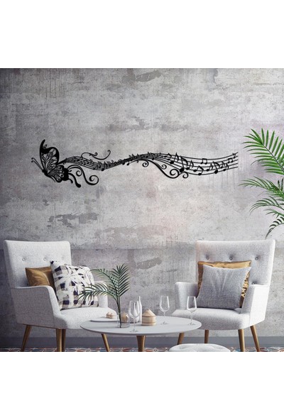 Altın Pusula Kelebek Nota Metal Tablo Altın Pusula Kelebek Nota Metal Tablo