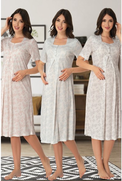 Effort Kısa Kol Desenli Lohusa Gecelik Effort 8013 Effort Kısa Kol Desenli Lohusa Gecelik Effort 8013