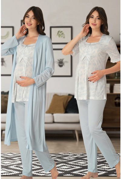 Effort Kısa Kol Desenli Lohusa Pijama Sabahlık Takım Effort 8014 Effort Kısa Kol Desenli Lohusa Pijama Sabahlık Takım Effort 8014