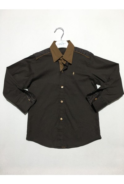 İncity Kahve Erkek Çocuk Tarz Yaka Gömlek