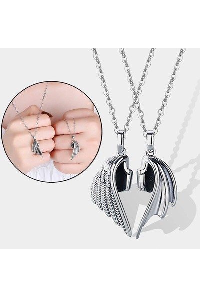 Takı Dükkanı Mıknatıslı Melek Şeytan Kanat Kolyesi (1 Çift) BBK31 Takı Dükkanı Mıknatıslı Melek Şeytan Kanat Kolyesi (1 Çift) BBK31