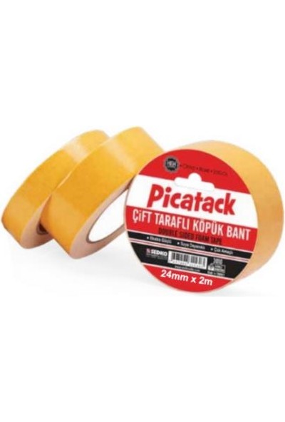 Picatack Çift Taraflı Köpük Bant 24 mm x 2 mt Picatack Çift Taraflı Köpük Bant 24 mm x 2 mt