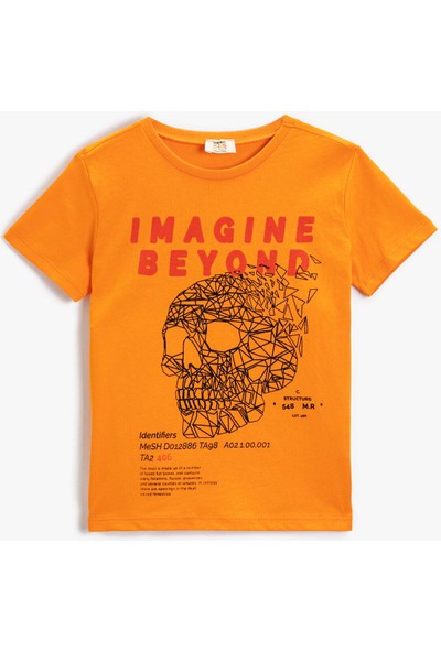 Koton Erkek Çocuk Kurukafa Baskılı Kısa Kollu Tişört Pamuklu