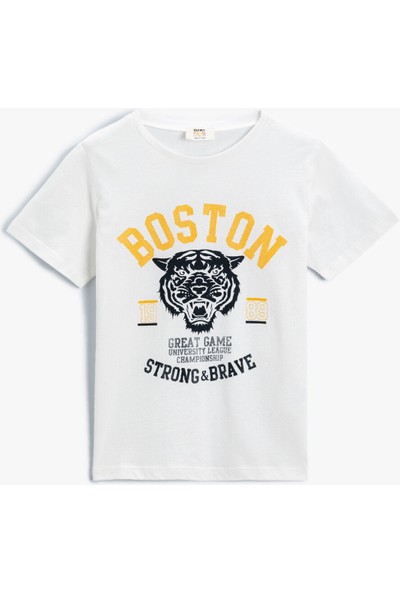 Koton Erkek Çocuk Şehir Baskılı Kısa Kollu Tişört Pamuklu