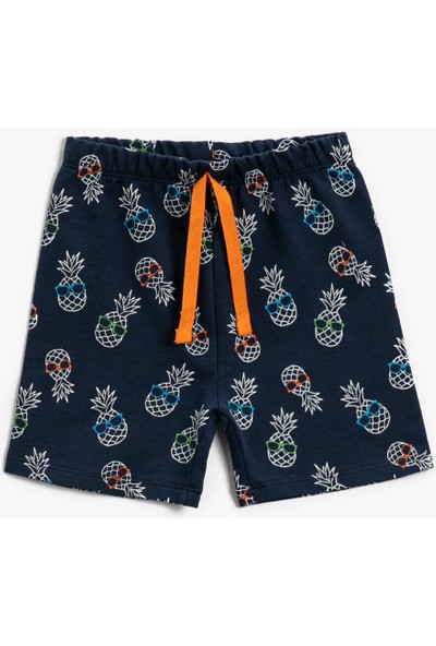Koton Erkek Bebek Baskılı Şort Belden Bağlamalı Pamuklu