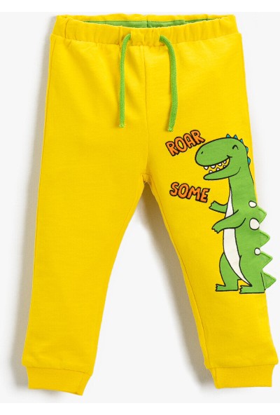Koton Dinozor Baskılı Jogger Eşofman Altı Belden Bağlamalı Pamuklu Koton Dinozor Baskılı Jogger Eşofman Altı Belden Bağlamalı Pamuklu