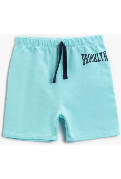 Koton Brooklyn Baskılı Belden Bağlamalı Şort Pamuklu
