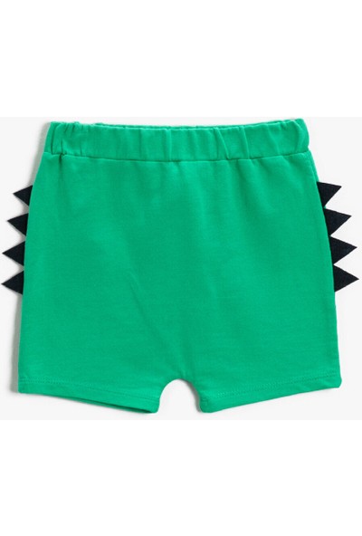 Koton Beli Lastikli Dinozor Şort Pamuklu