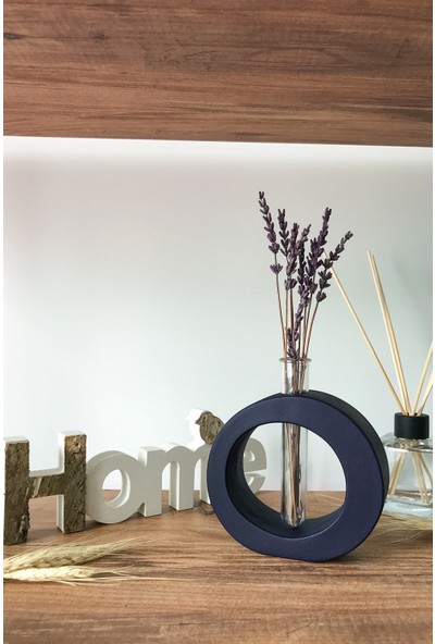 Dekoratif Geometrik Lacivert Daire Tüp Vazo