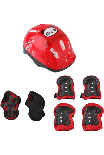 7 Parça Çocuk Çocuk Rulo Paten Bisiklet Kask Bilek Guard Dirsek Diz Pad Destek Seti - Kırmızı 7 Parça Çocuk Çocuk Rulo Paten Bisiklet Kask Bilek Guard Dirsek Diz Pad Destek Seti - Kırmızı