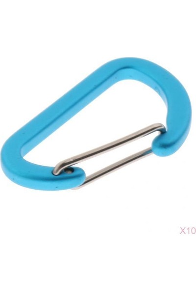 10 Adet Mini Alüminyum Alaşımlı Karabina Açık D Şekli Quickdraw, Hafif Buzlu Açık Mavi
