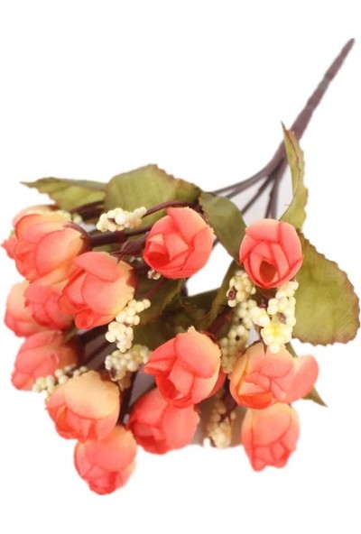 Yapay Çiçek Somon Fındık Gül Mini Gül Tomurcukları 15'li