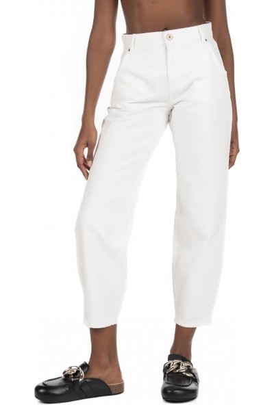 Only Kadın Rahat Kesim Beyaz Renk Kot Pantolon 15219708
